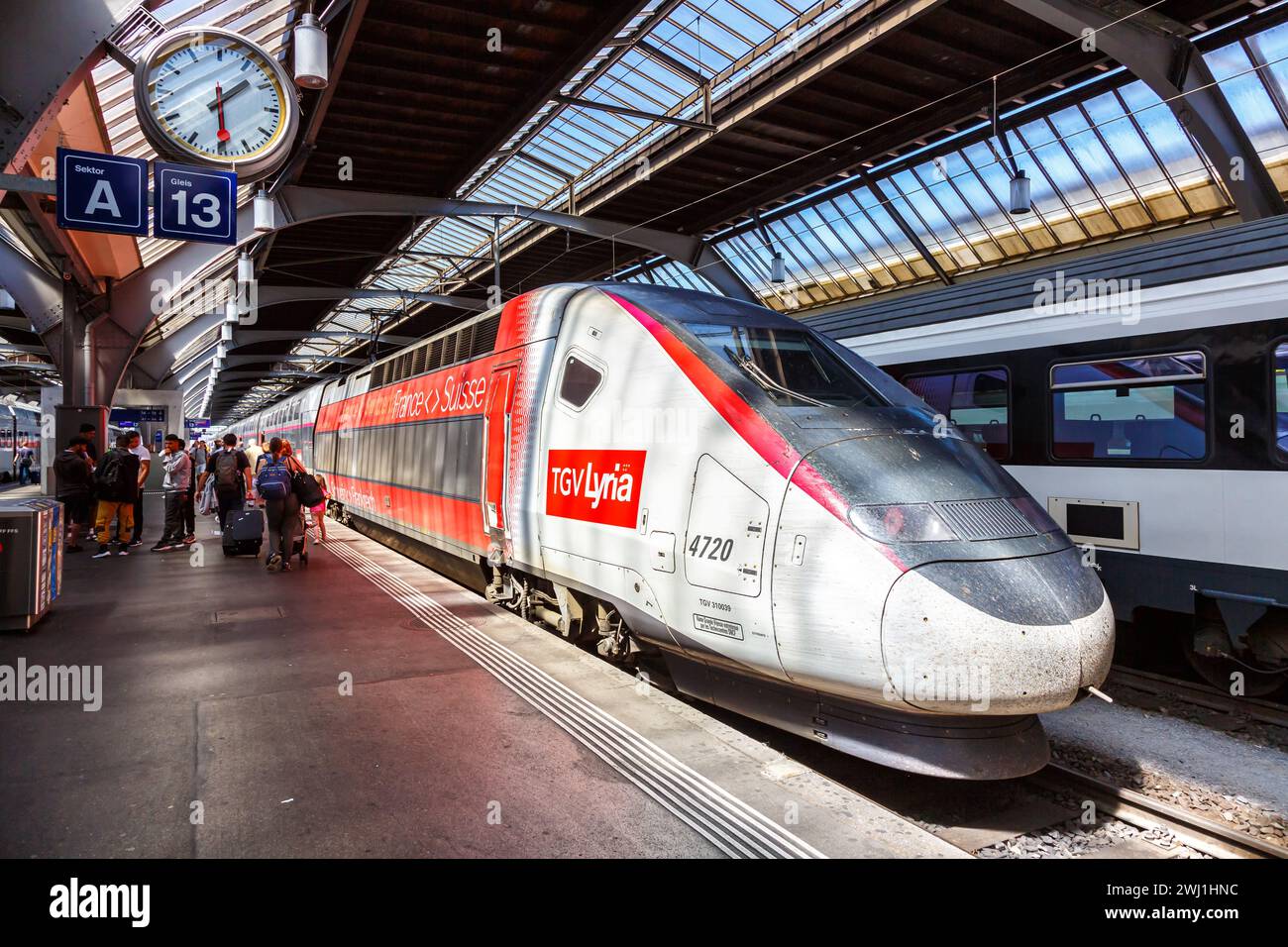 TGV Lyria high-speed train SNCF train at Zurich main station, Switzerland Stock Photo - Alamy