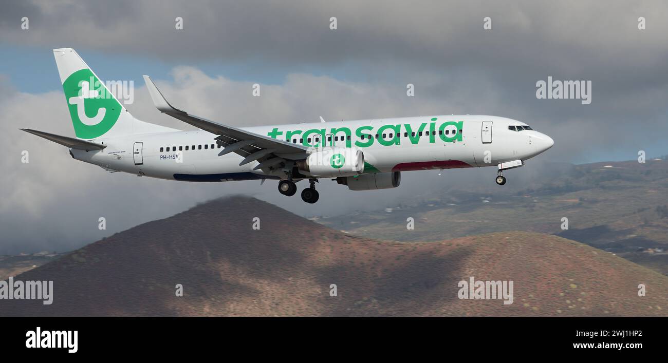 Tenerife, Spain February 11 st, 2024. Boeing 737-8K2 Transavia Airlines ...