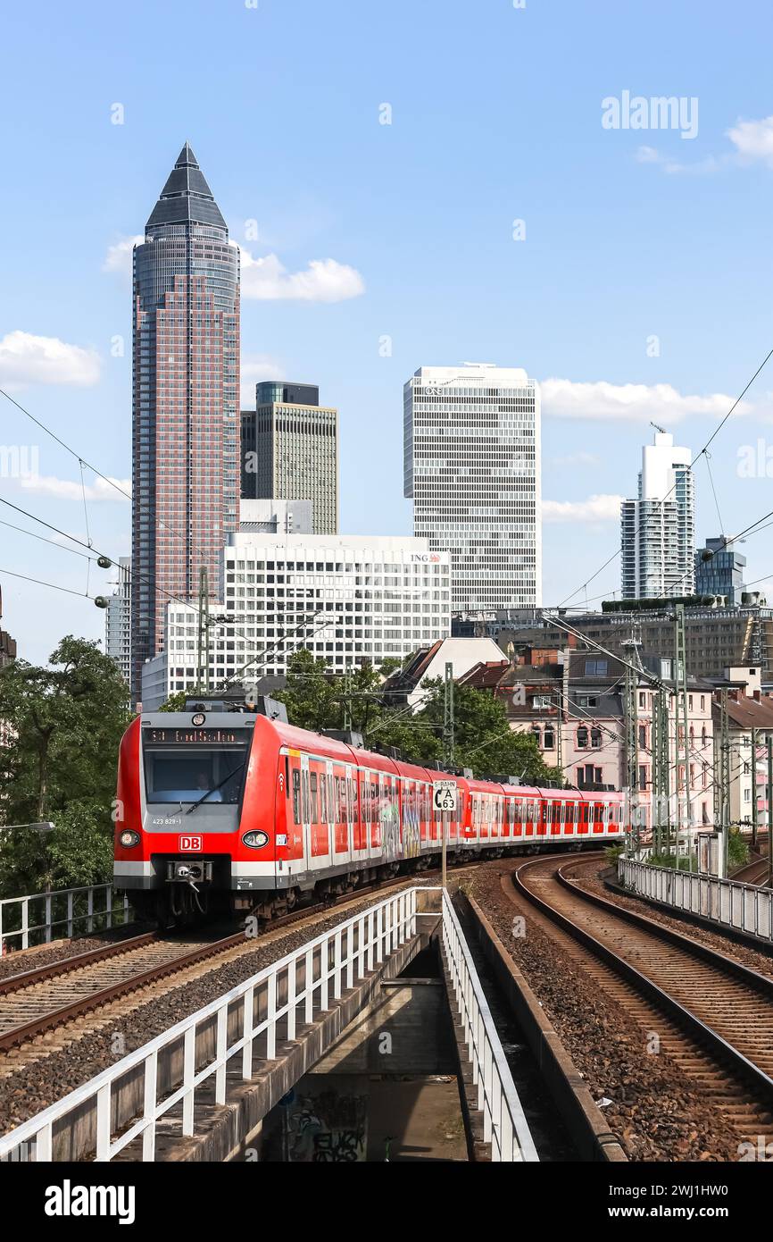 DB Deutsche Bahn S-Bahn at Frankfurt West station Local public ...