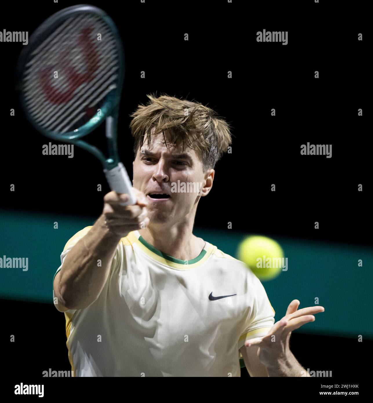 ROTTERDAM - Dino Prizmic (CRO) in action against David Goffin (BEL) on ...