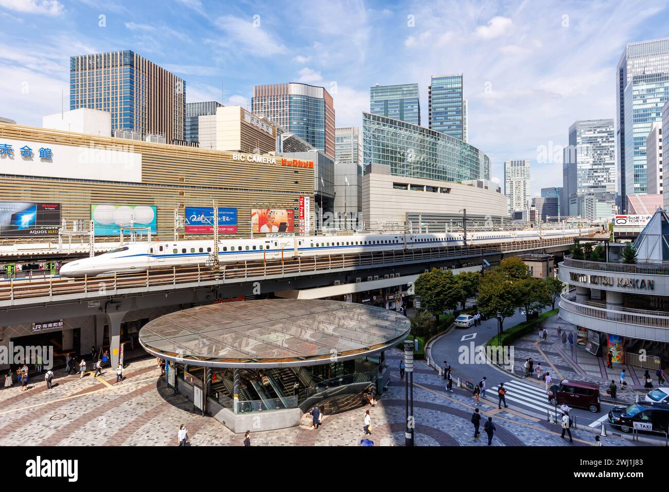 Shinkansen type N700 high-speed train of Japan Rail JR train at Yurakucho station in Tokyo ...