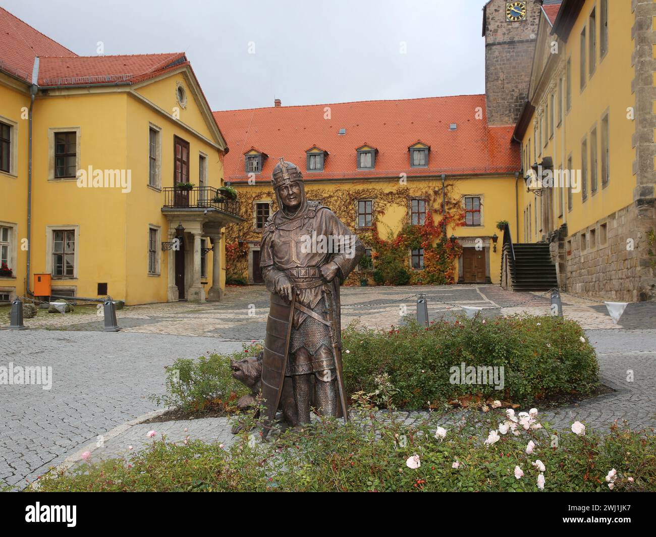 View of the inner courtyard of Ballenstedt Castle and the sculpture ...