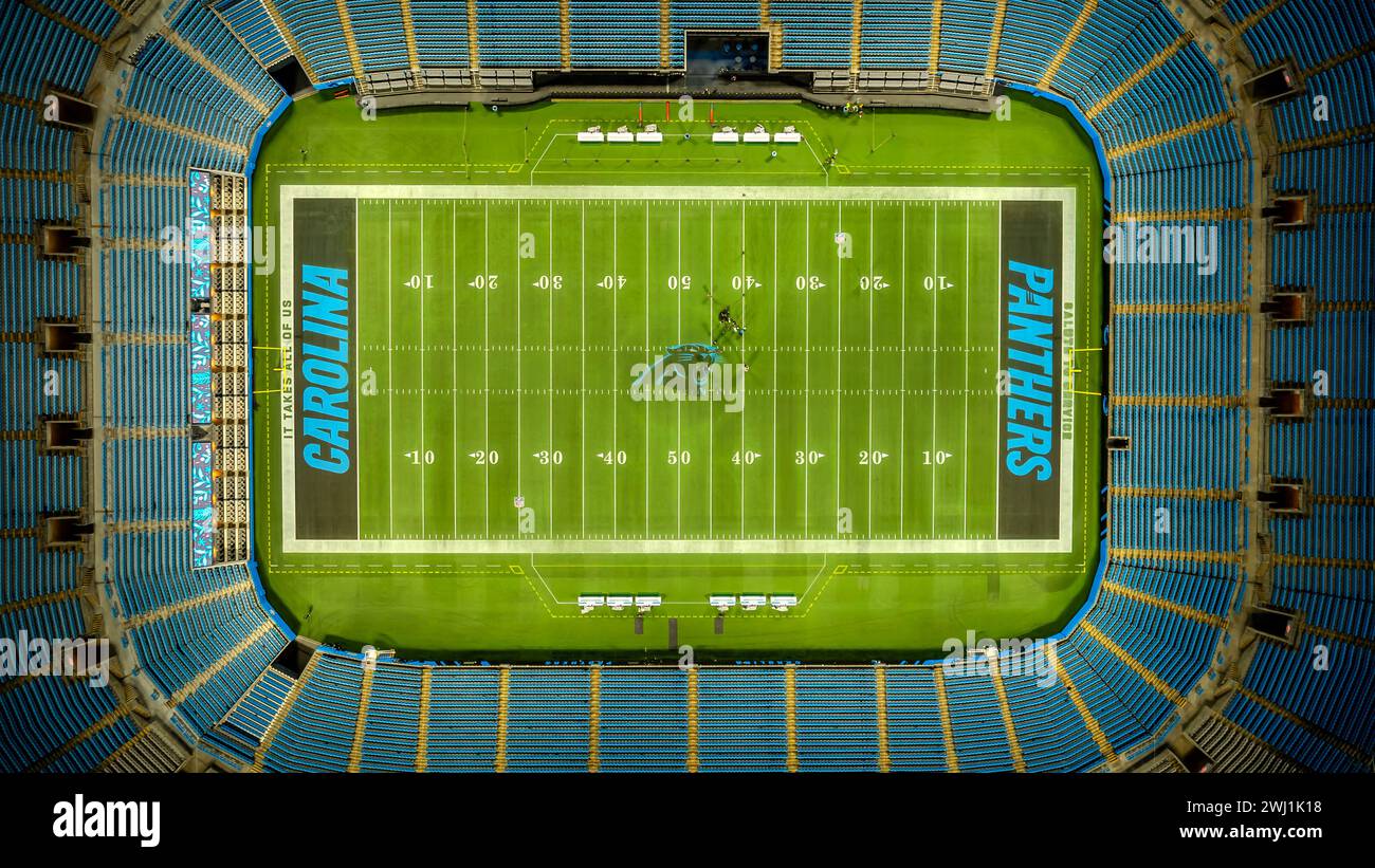 Night Aerial View Of The Bank of America Stadium In The City Of ...