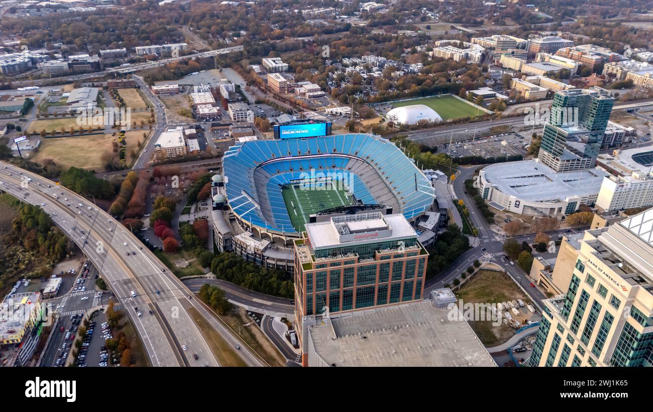 Aerial View Of The Bank of America Stadium In The City Of Charlotte ...