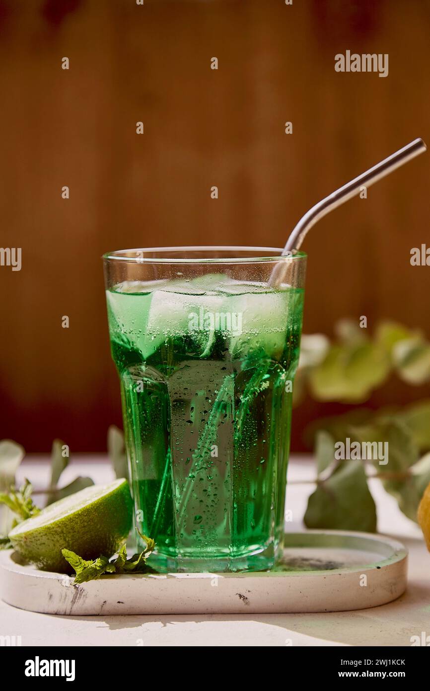 Refreshment healthy detox citrus green sparkling mocktail. Non ...