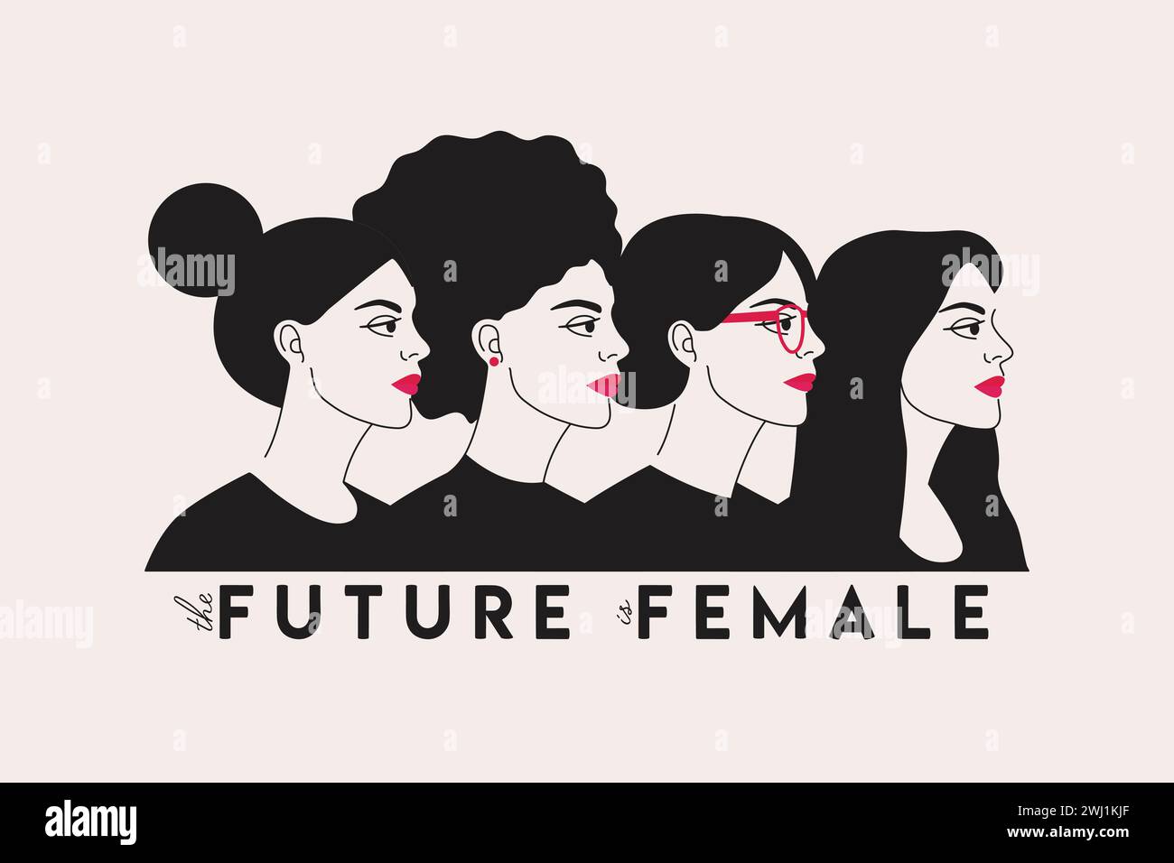 The future is female illustration with group of diverse female ...