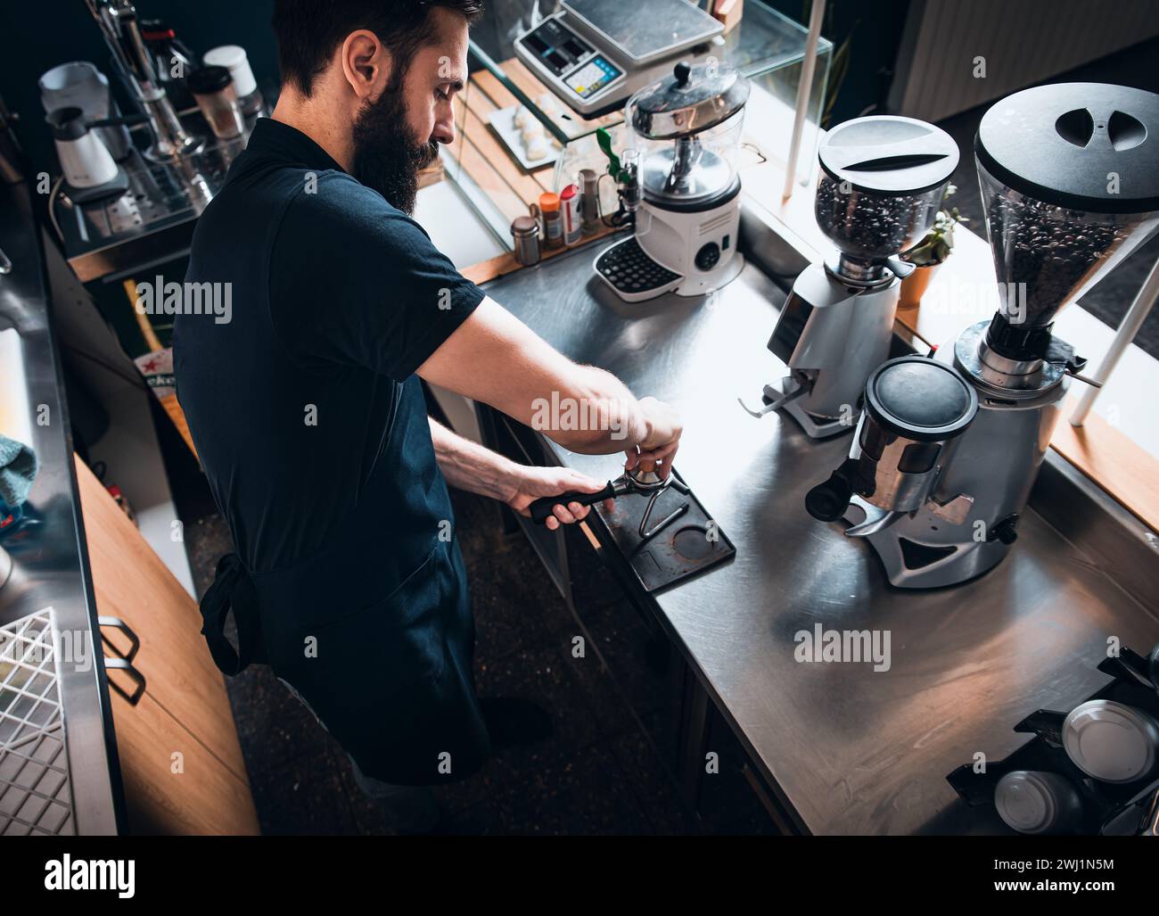 Barista preparing espresso on hi-res stock photography and images - Alamy