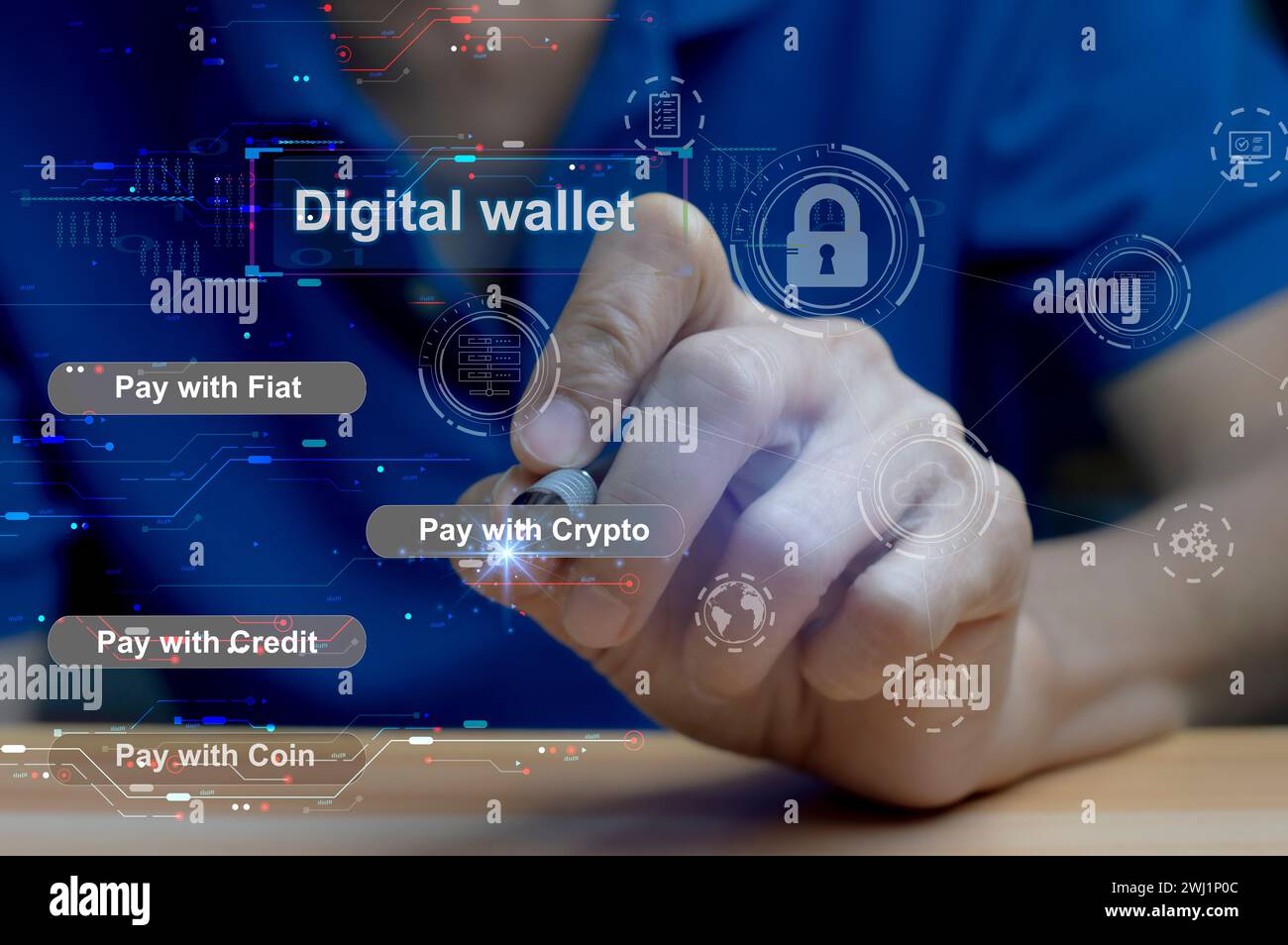 Digital Wallet concept that controls usage with blockchain and smart ...