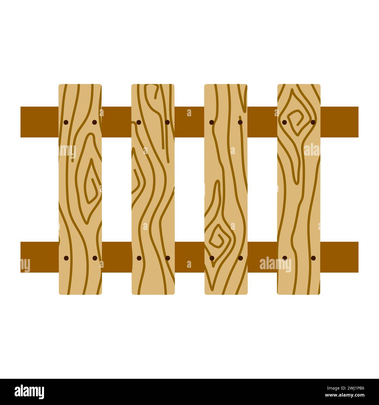 Wood Cartoon fence. Textured, detailed fencing isolated on white ...