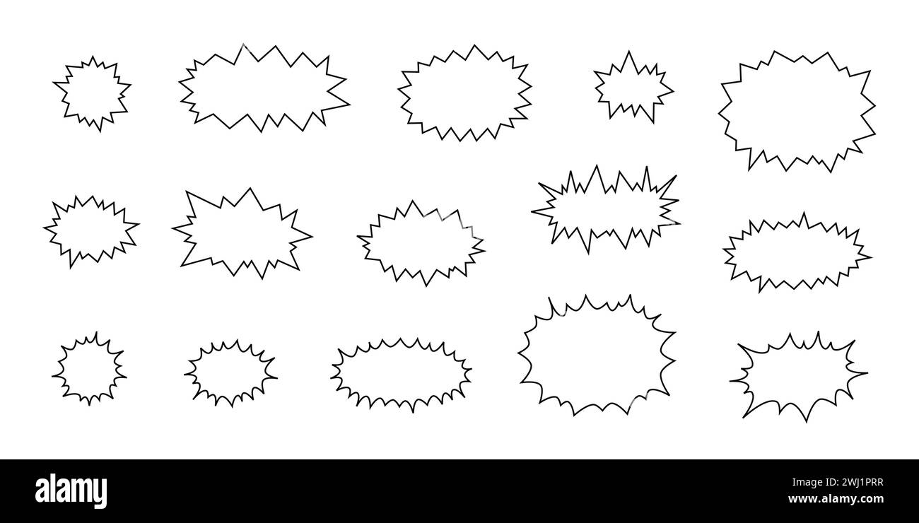 Cartoon explosion bubble set. Isolated empty comic speech bubbles - boom or bang style ...