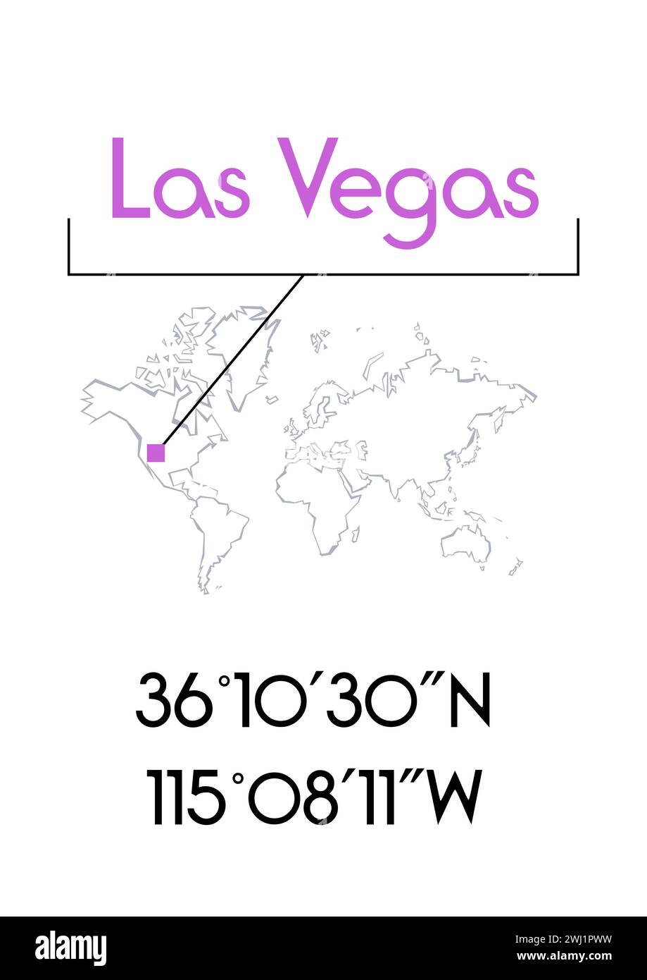Las Vegas poster or t-shirt graphic design. City coordinates and world ...