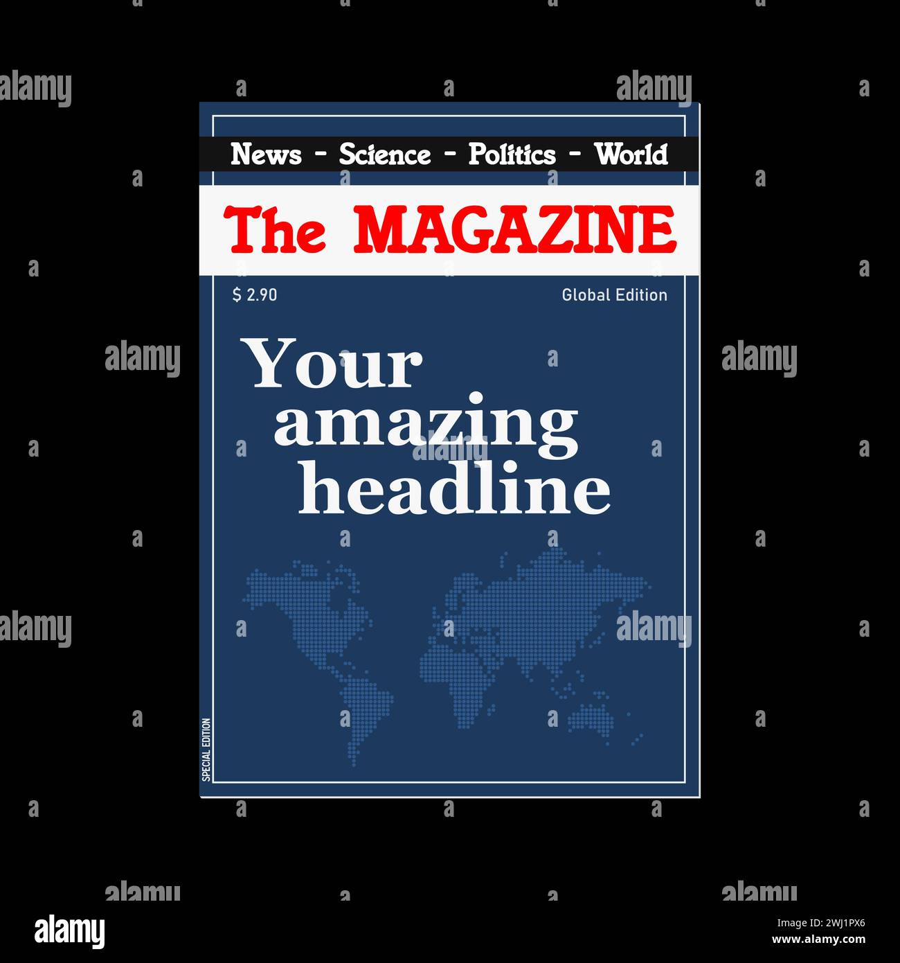 Magazine cover empty template. Blank vector generic magazine mockup ...