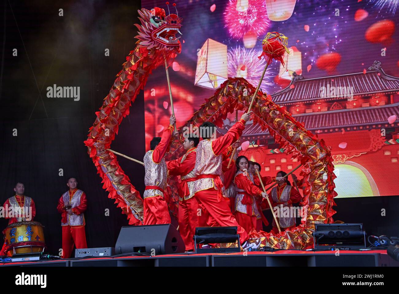 Trafalgar square, London, UK, 11 February 2024: China: Puning dance ...