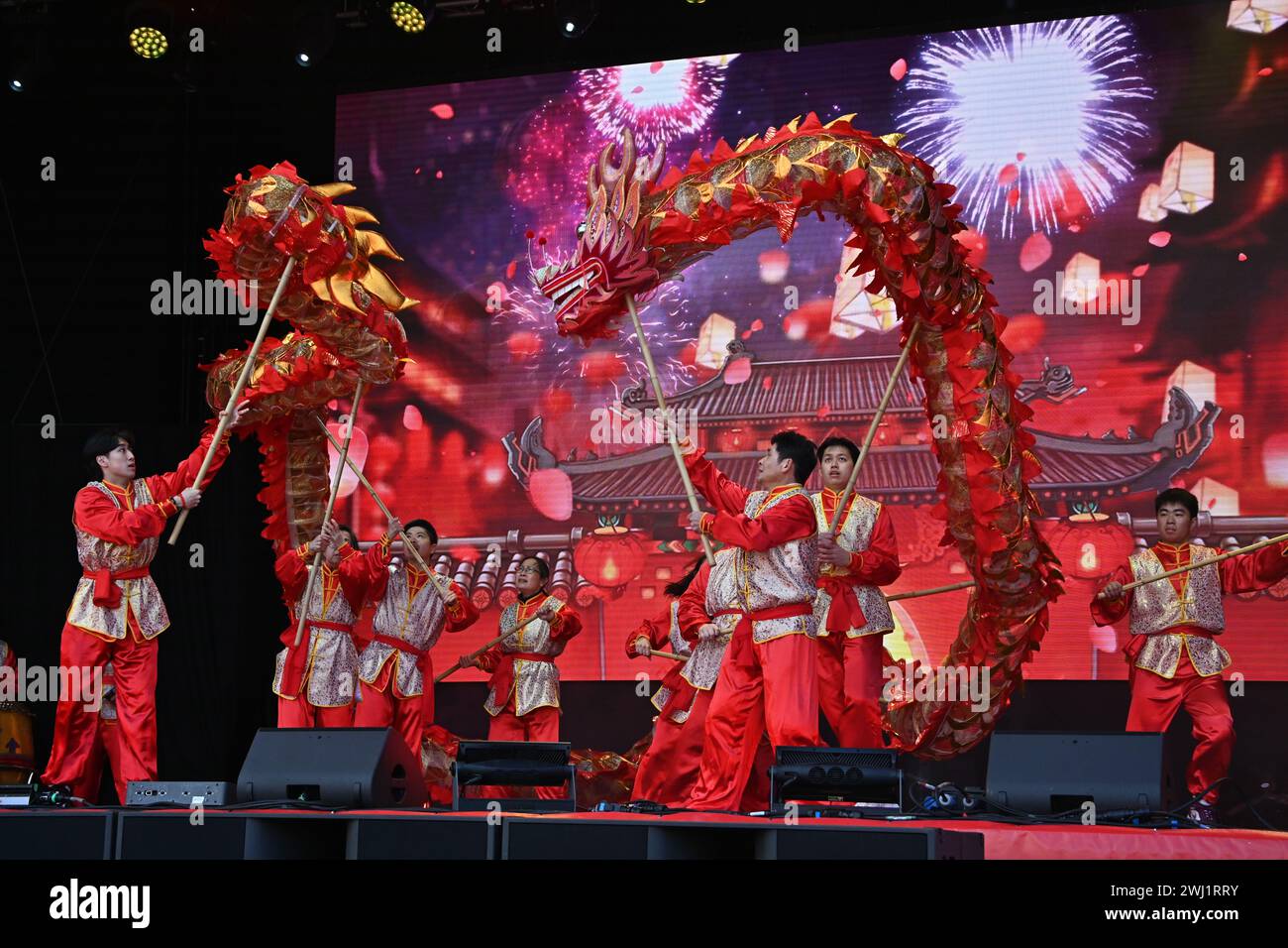 Trafalgar square, London, UK, 11 February 2024: China: Puning dance ...