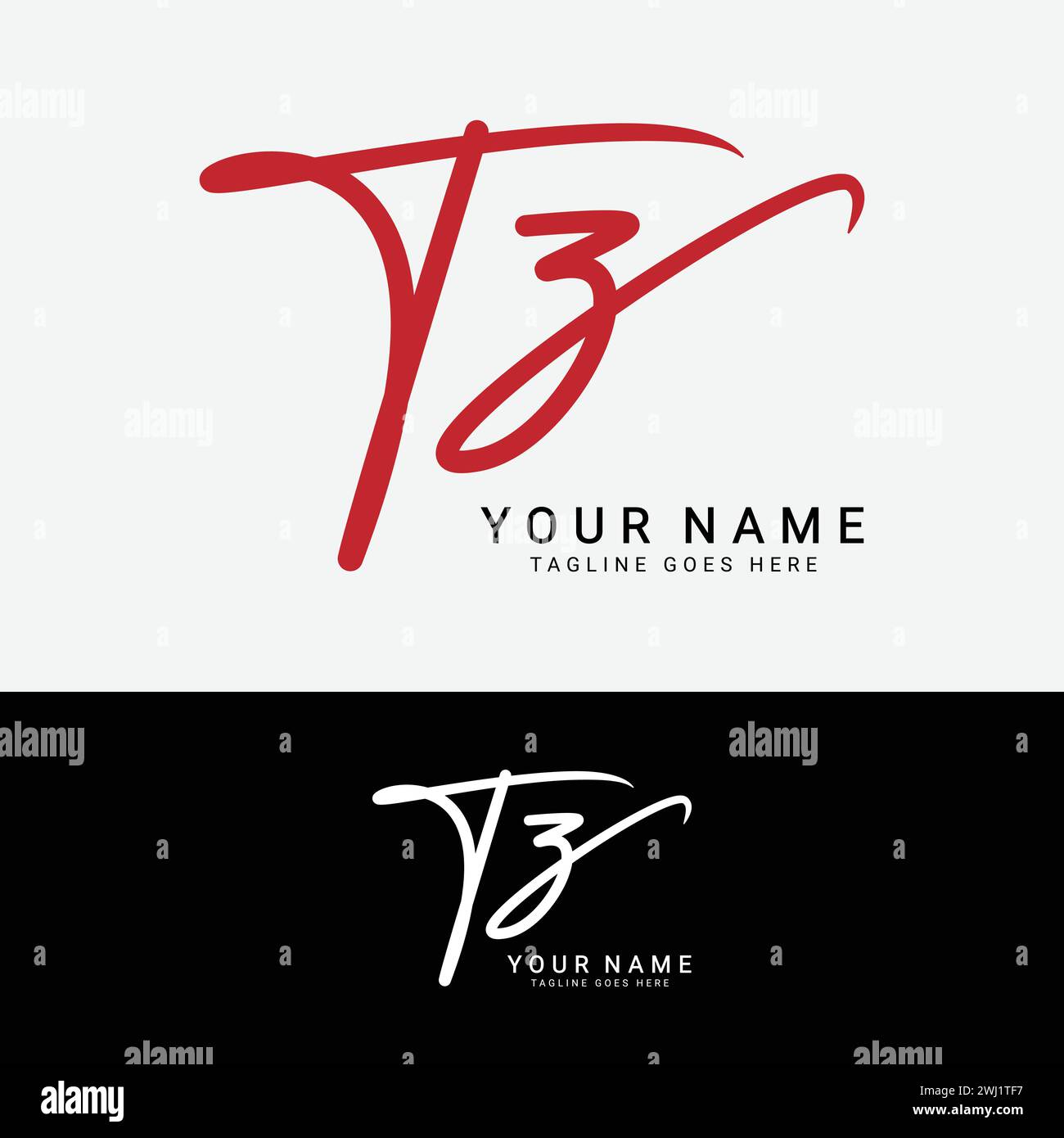 T, Z, TZ Initial letter logo. Alphabet TZ Handwritten Signature logo ...