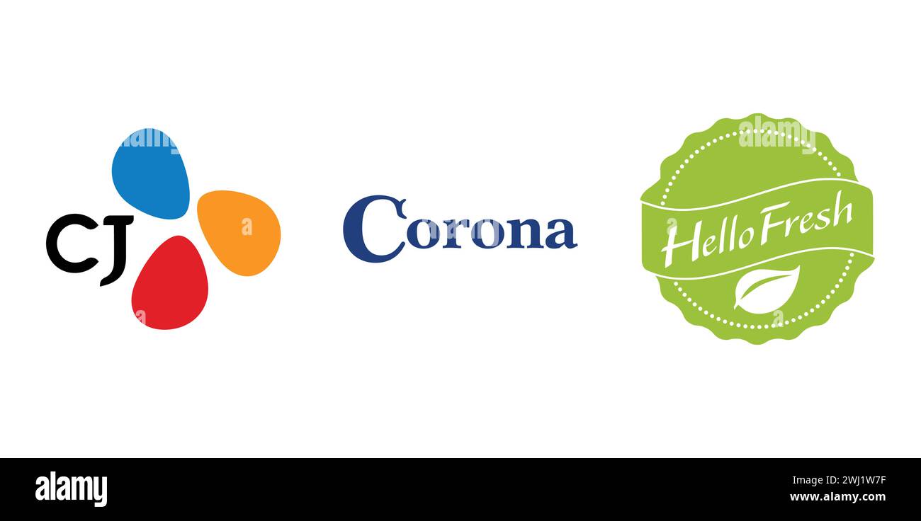 Hellofresh, CJ, Corona Europeean. Editorial brand emblem Stock Vector ...