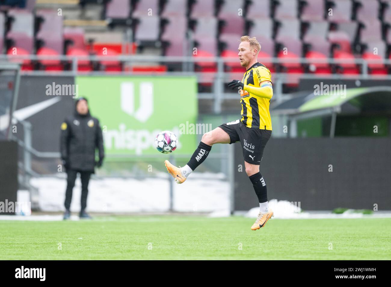 Farum, Denmark. 10th, February 2024. Mikkel Rygaard (18) of BK Hacken ...