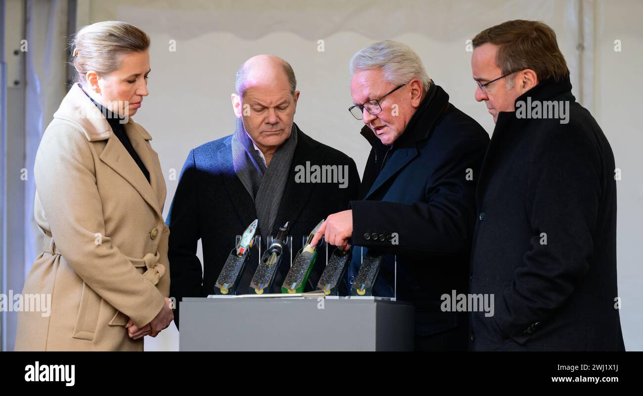 12 February 2024, Lower Saxony, Unterlüß: Mette Frederiksen (l-r ...