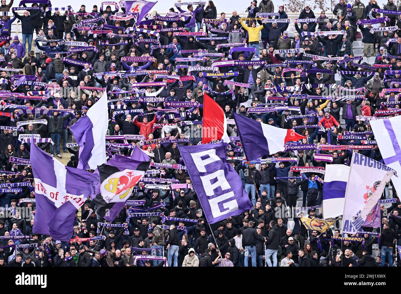 Florence, Italy. 11th Feb, 2024. ACF Fiorentina's supporters during ACF ...