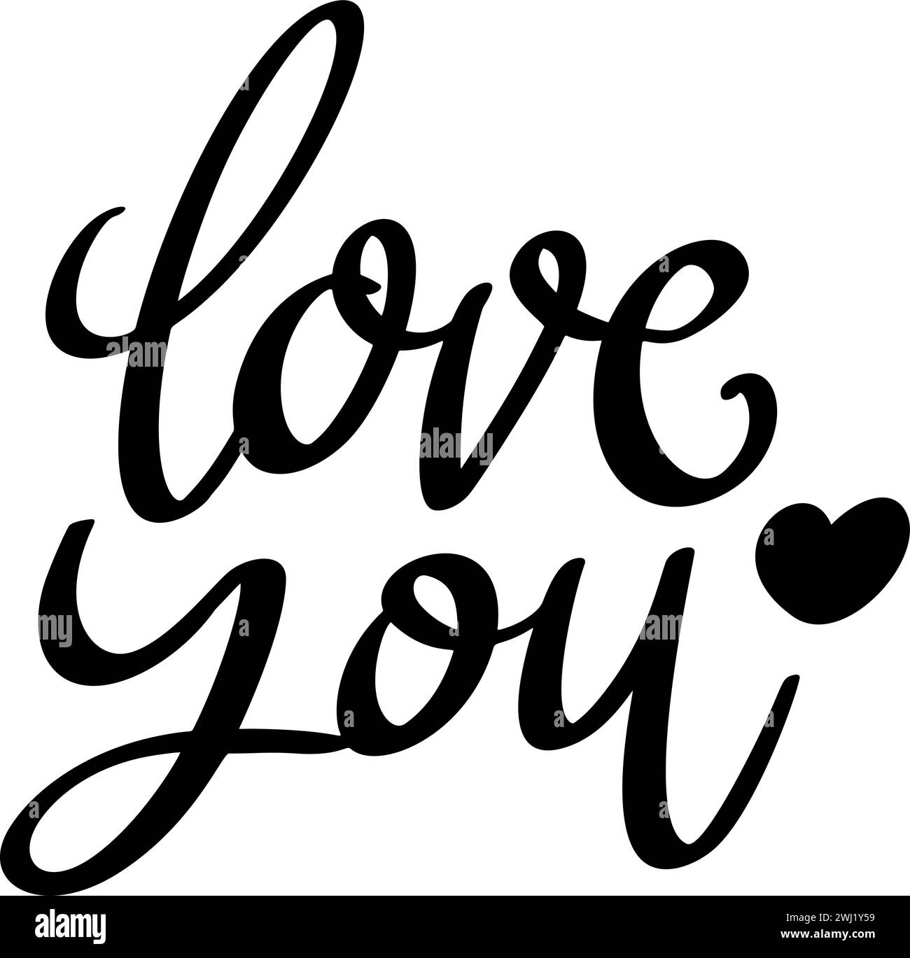 Love you, hand lettering phrase, poster design, calligraphy vector ...