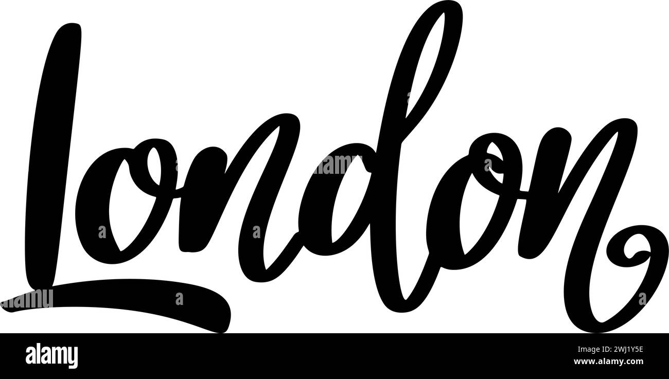 London, hand lettering phrase, poster design, calligraphy vector ...