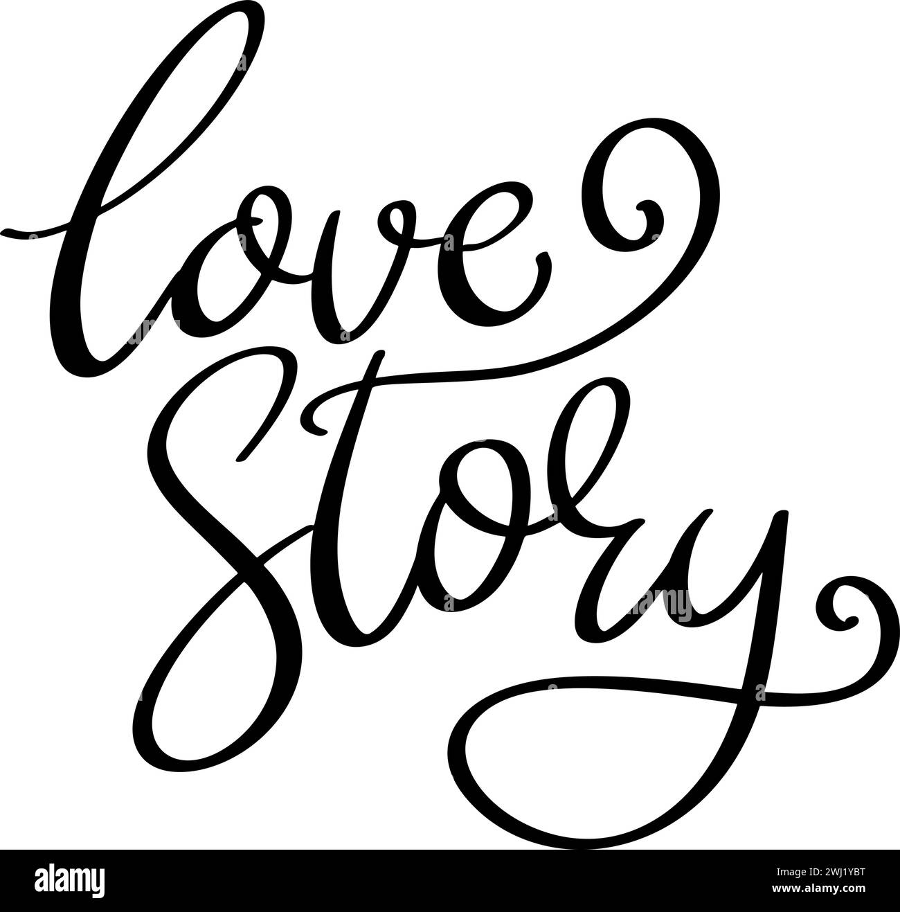 Love story, hand lettering phrase, poster design, calligraphy vector ...