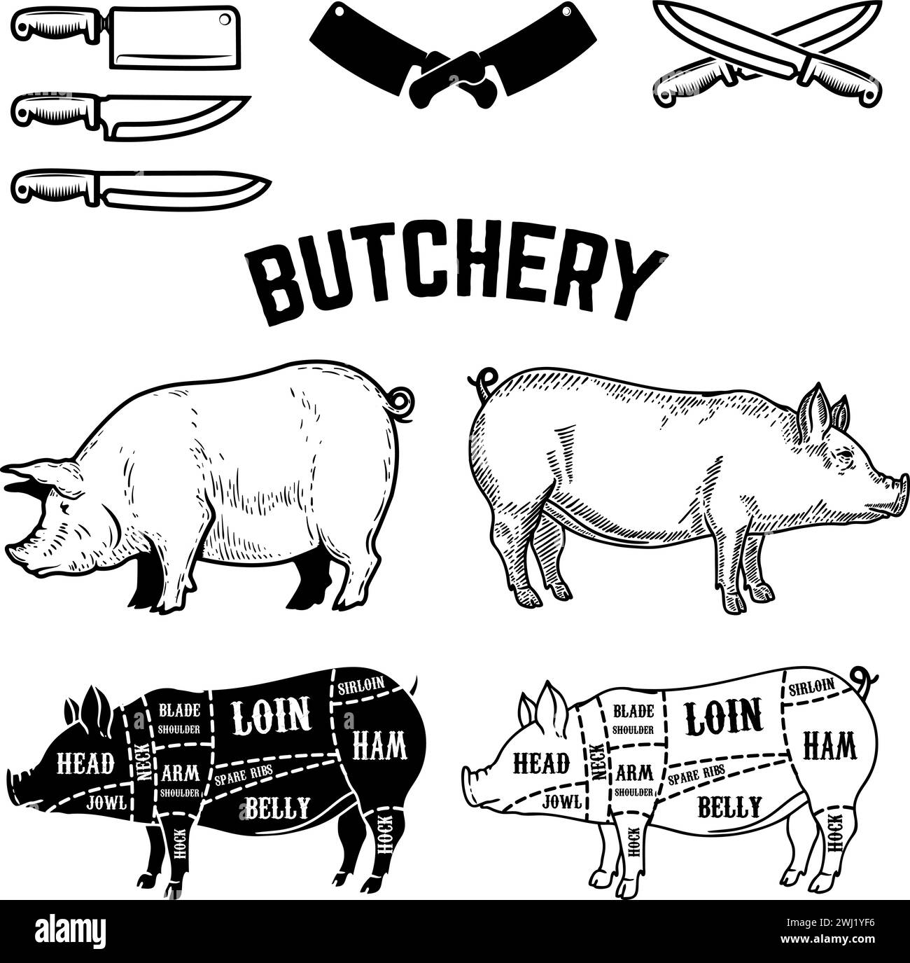 Pork meat sign Cut Out Stock Images & Pictures - Alamy