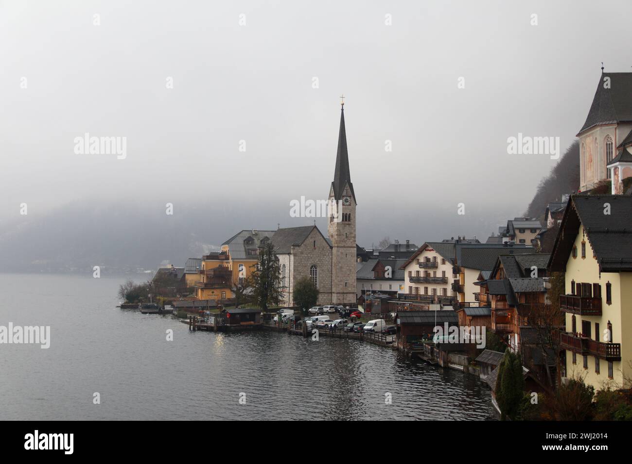 The Evangelische Pfarrkirche Church in Hallstatt, Austria Stock Photo ...