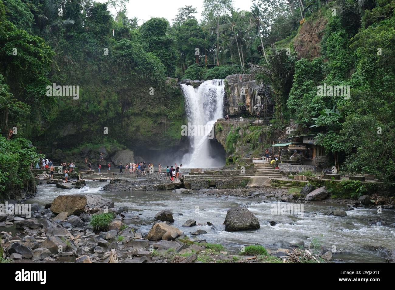 wide view of Tegenungan waterfall near Ubud in Bali, Indonesia Stock ...