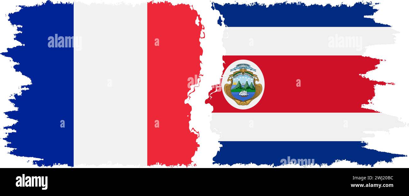 Costa Rica and France grunge flags connection, vector Stock Vector ...
