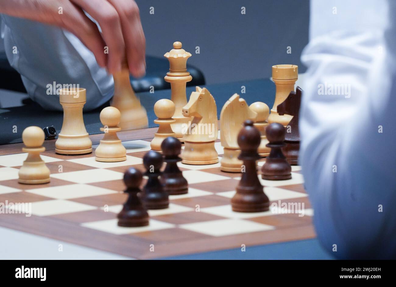 Wangels, Germany. 12th Feb, 2024. Chess: Freestyle Chess G.O.A.T. Challenge, chess tournament ...