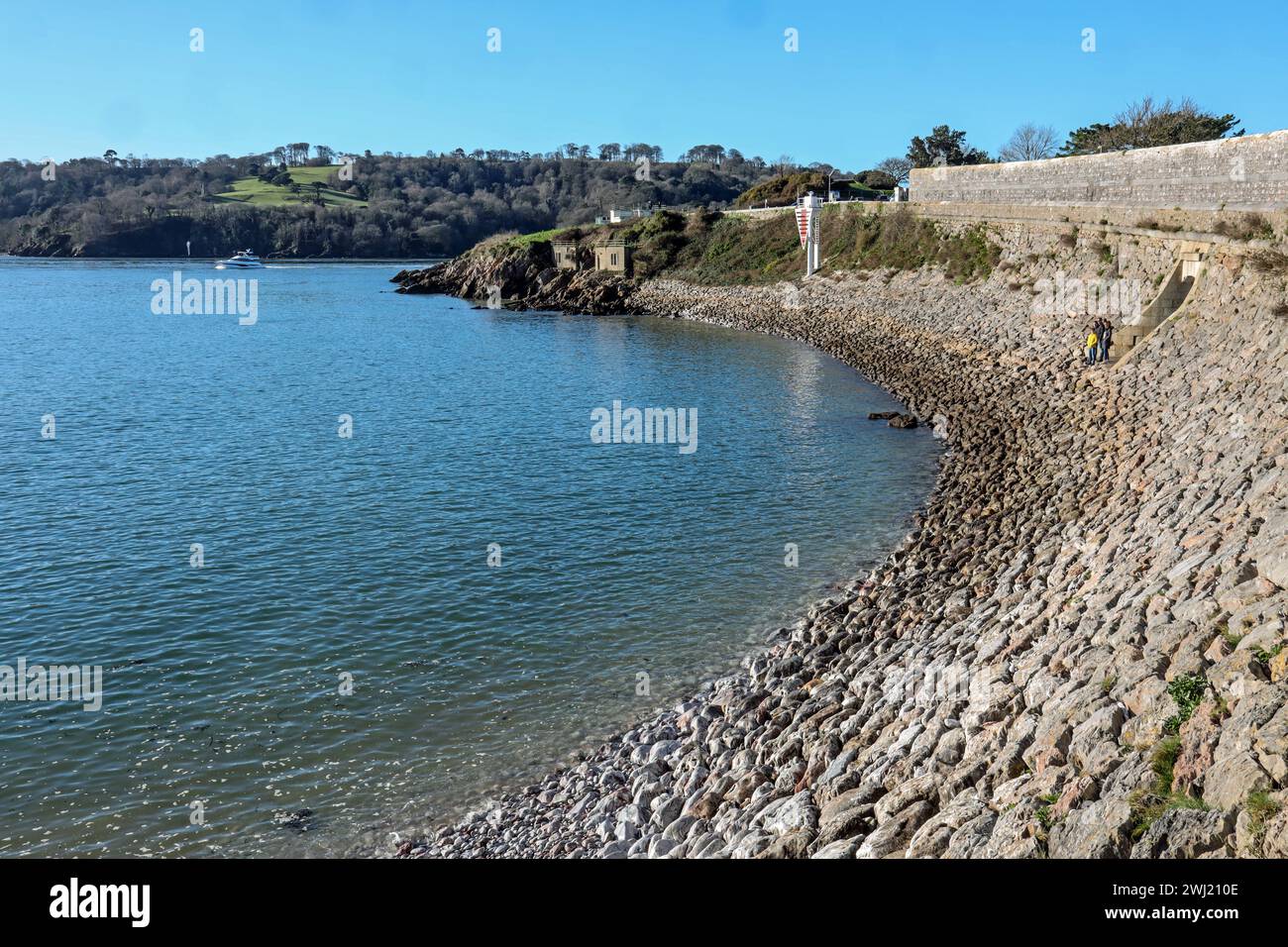Devil’s Point on the seafront in Stonehouse, Plymouth. The curved ...