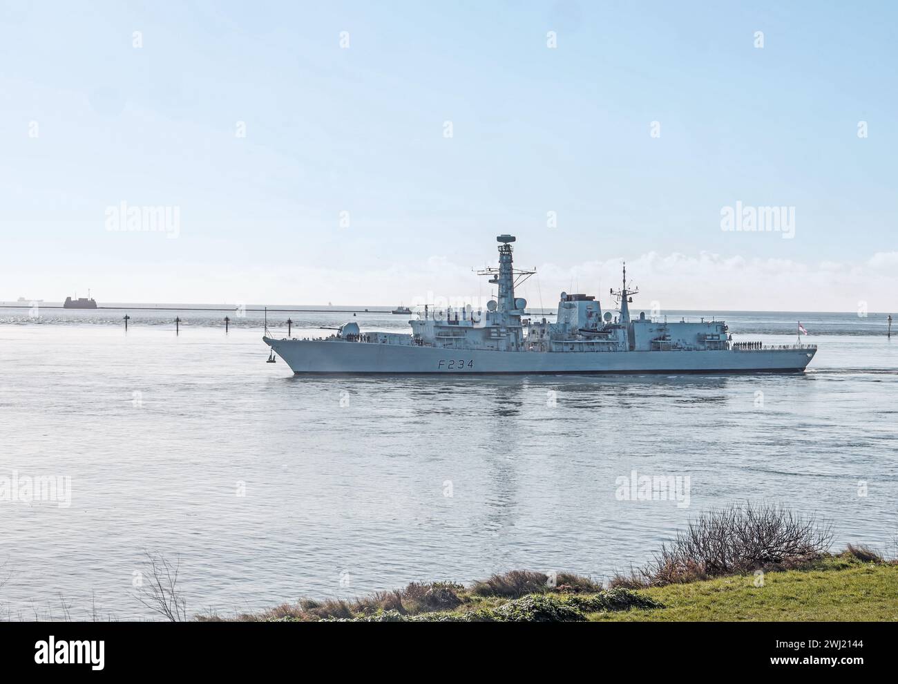 Iron Duke, F234, in Plymouth Sound after leaving HM Dockyard in ...