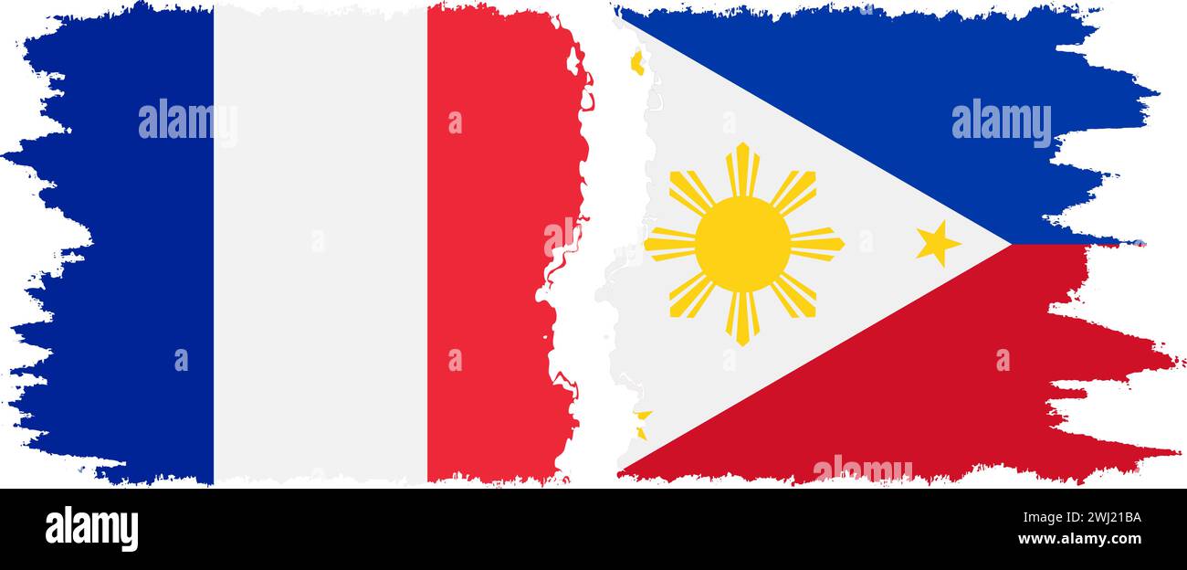 Philippines and France grunge flags connection, vector Stock Vector ...