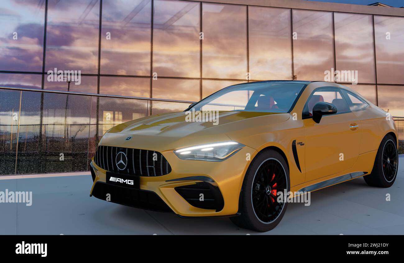 Szczecin,Poland-February 2024:Mercedes-Benz CLE53 AMG Coupe.3d render ...