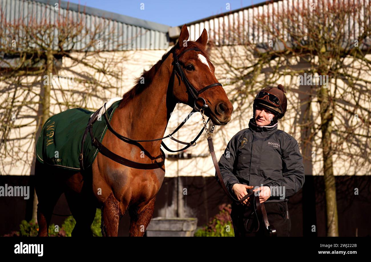 Sinead Walsh and State Man during a media day at Willie Mullins' yard ...