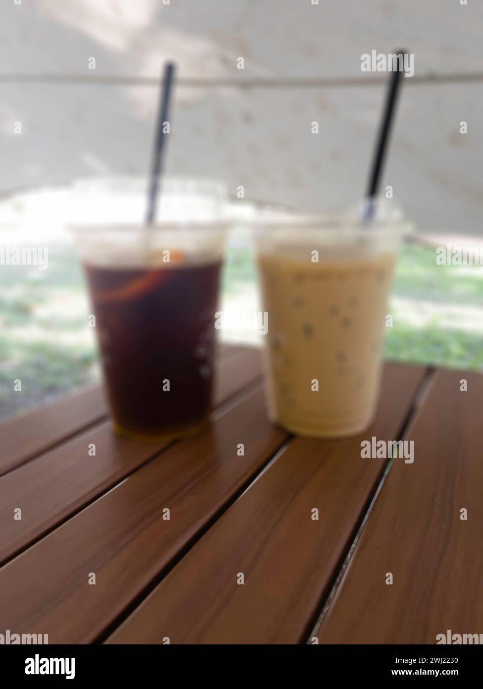 Iced coffee while camping in the garden, stock photo Stock Photo - Alamy