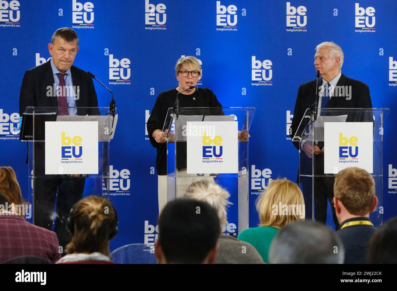 Brussels, Belgium. 12th Feb, 2024. Caroline GENNEZ, Belgian Minister ...