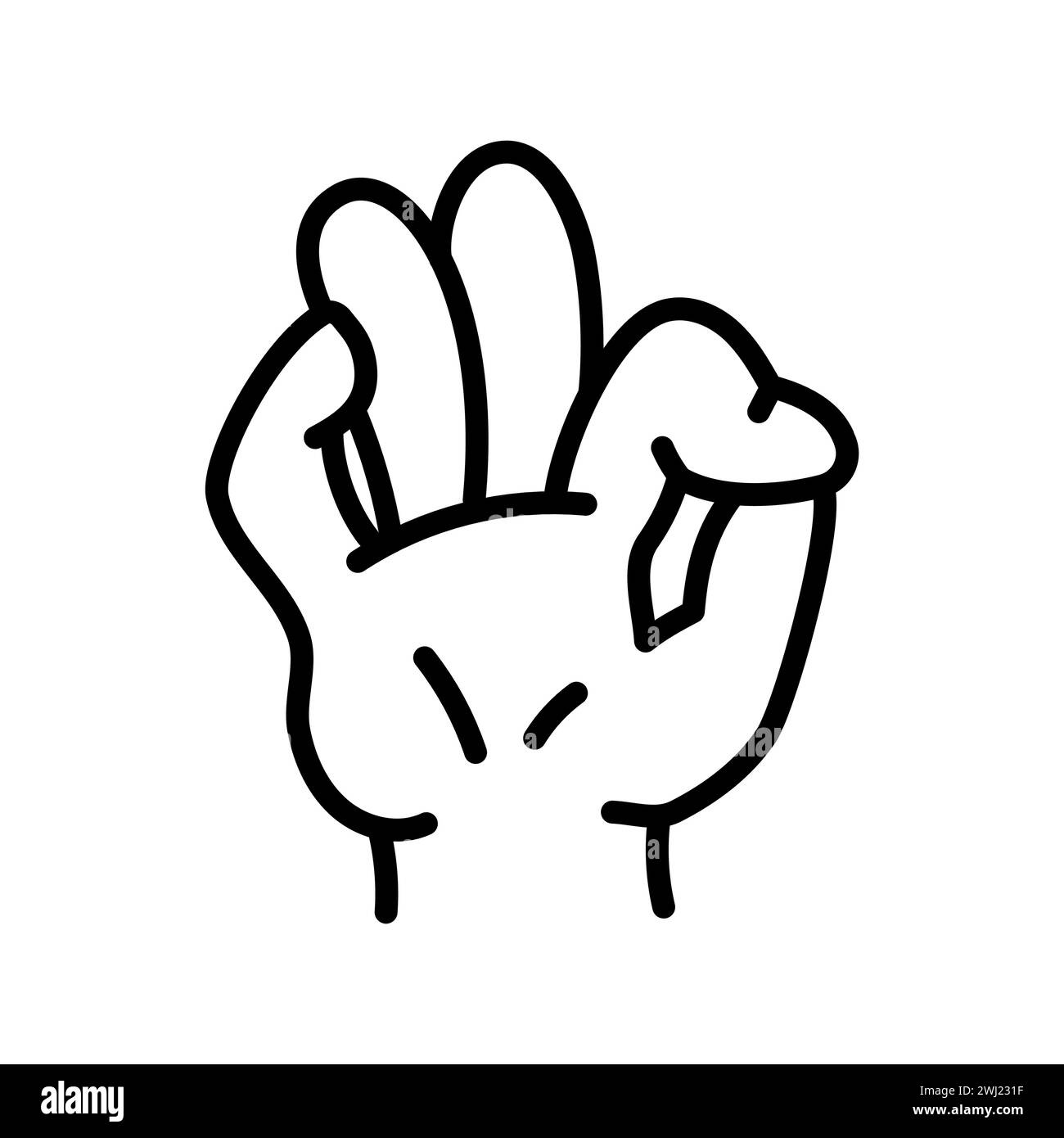 Cartoon gesture line icons set. Character hand. Vector isolated element ...