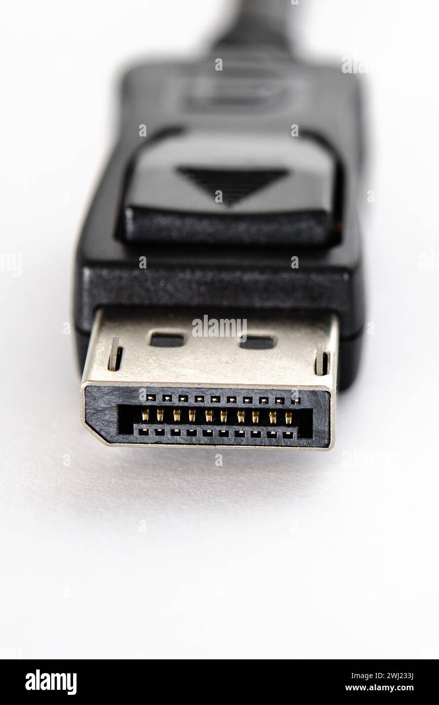 Display cable gold plated connector. displayport Stock Photo - Alamy
