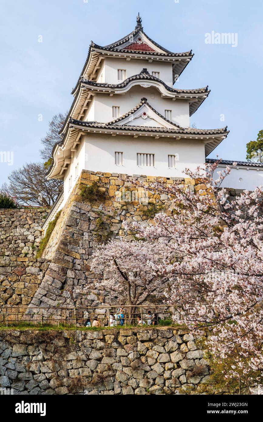Akashi castle in Japan. The Hitsujisaru yagura, turret on its ishigaki ...