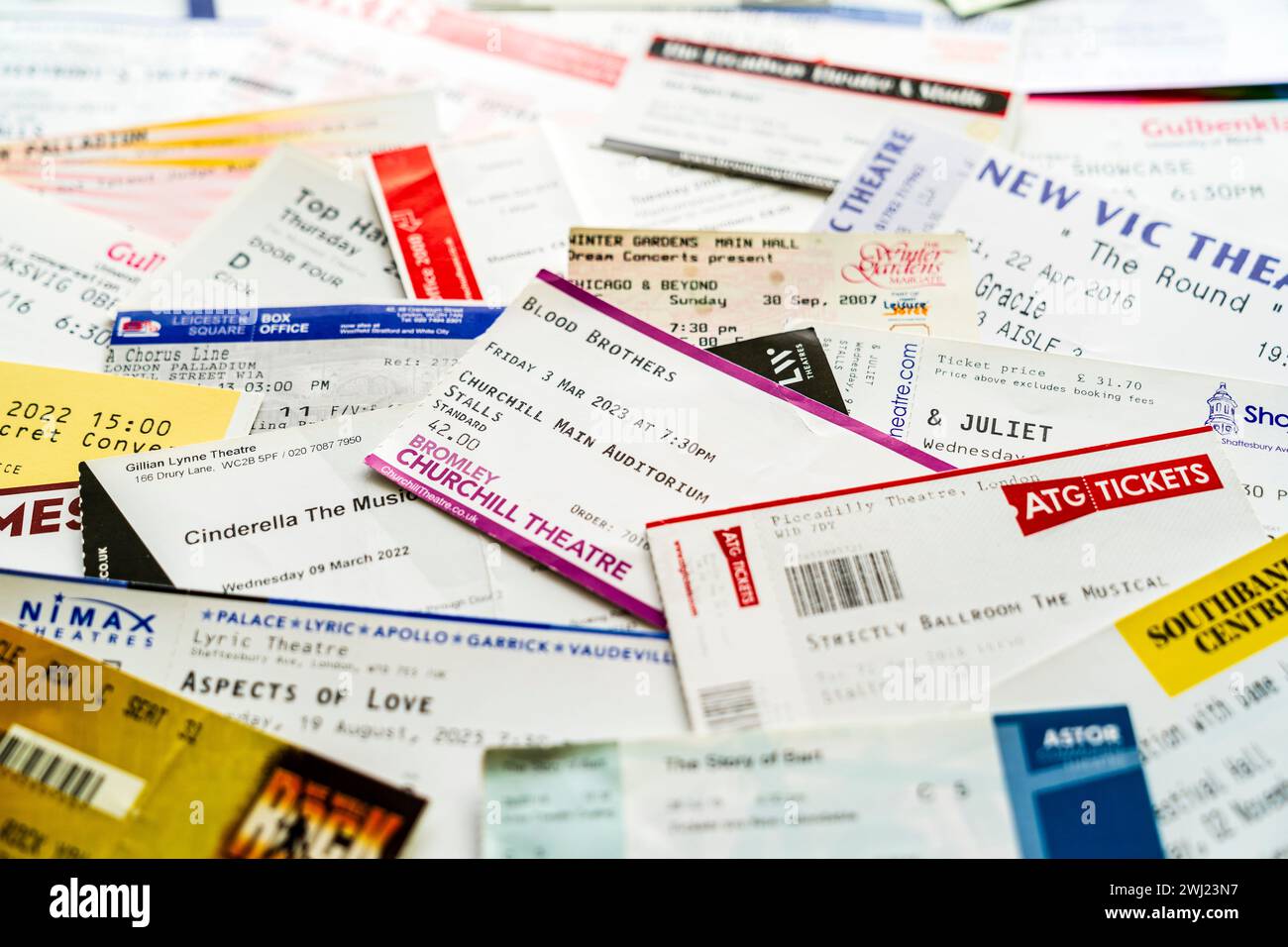 Selection of tickets for various English theatre shows at several ...