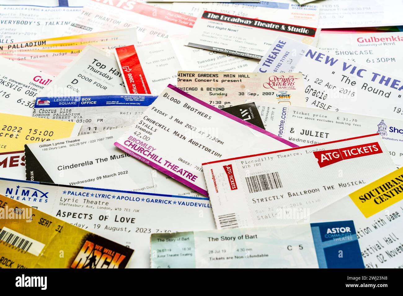 Selection of tickets for various English theatre shows at several ...