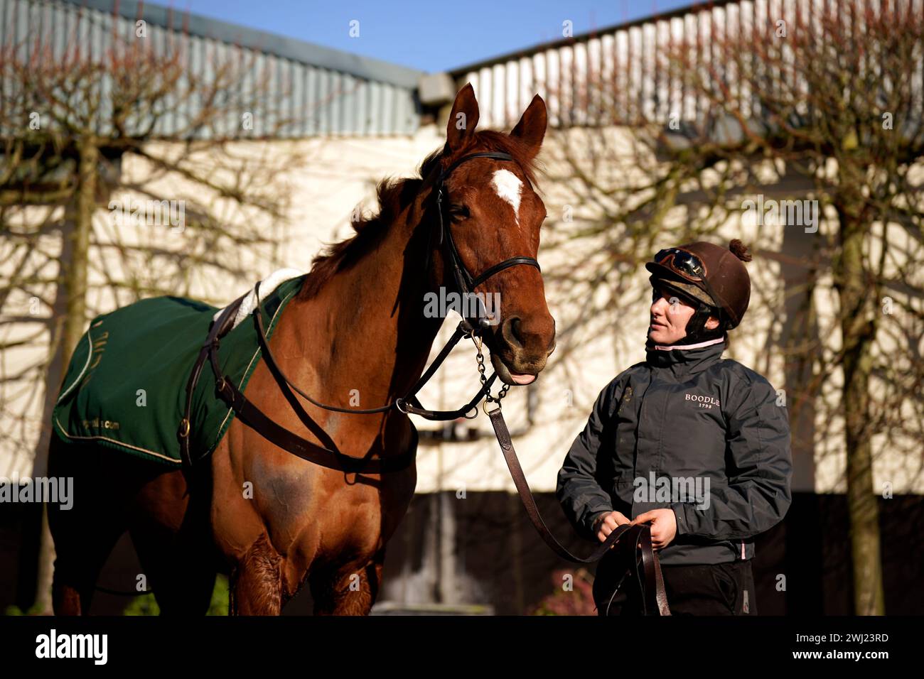 Sinead Walsh and State Man during a media day at Willie Mullins' yard ...