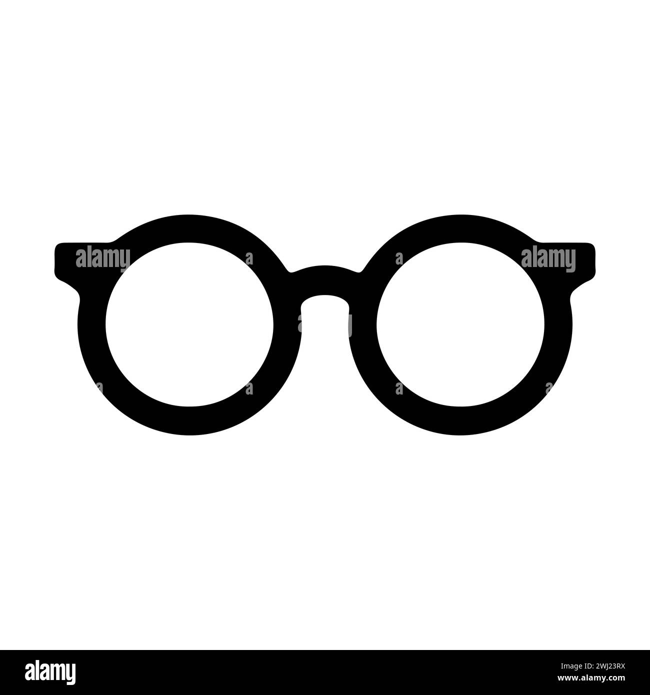 Glasses icon. Round glasses icon. Black glasses silhouette isolated on ...