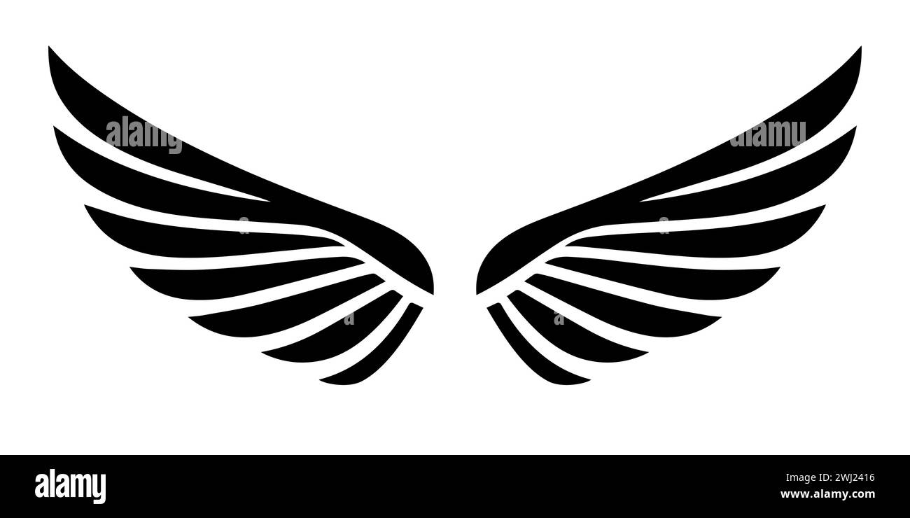 Wings icon. Wings symbol. Black icon of wings isolated on white ...