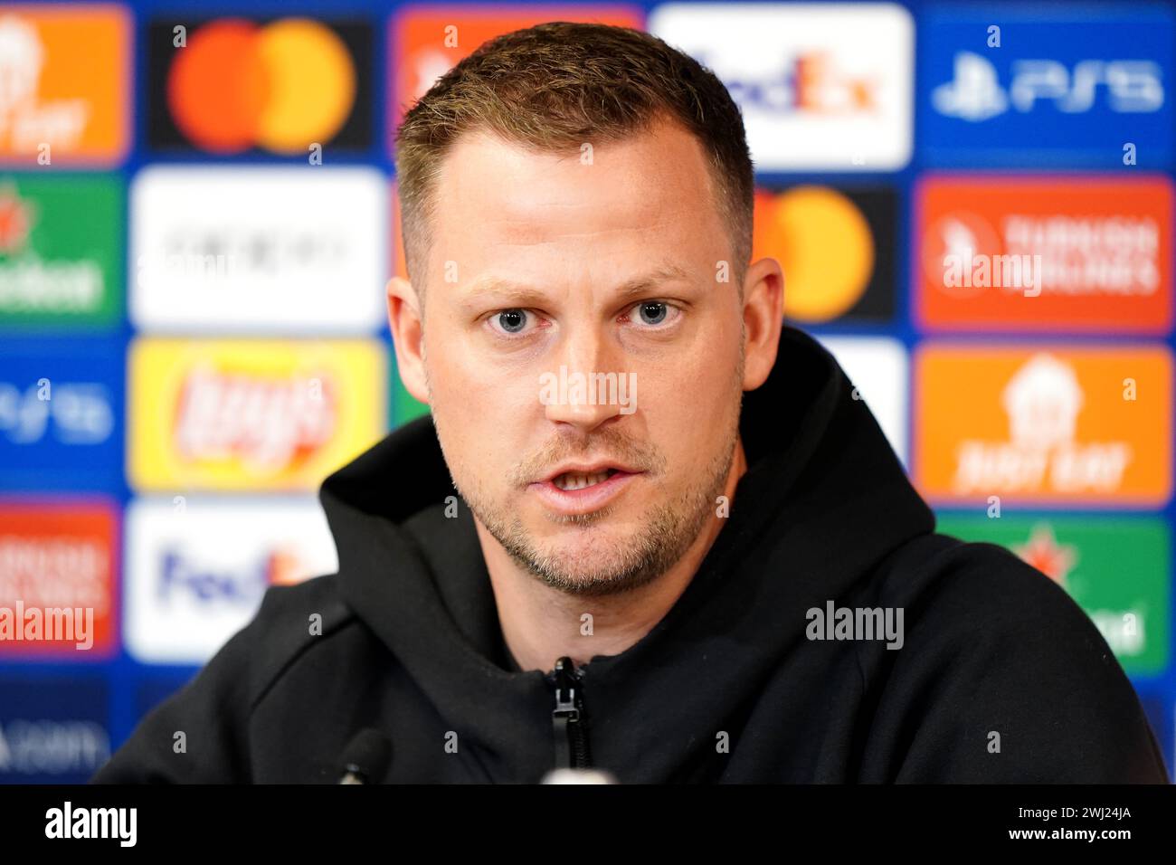 FC Copenhagen manager Jacob Neestrup during a press conference at the ...