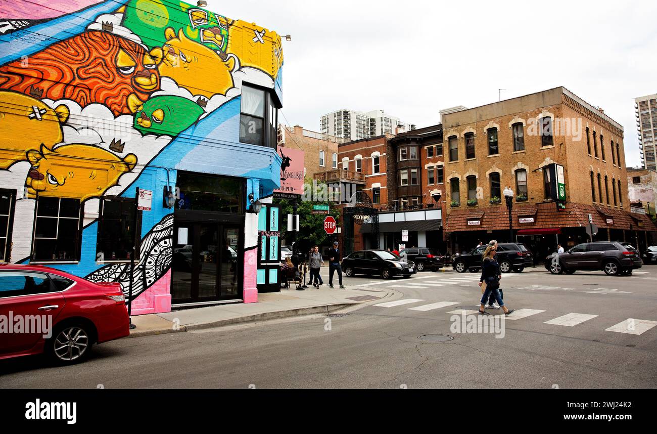 CHICAGO - Mural in the Old Town neighborhood of Chicago Stock Photo - Alamy