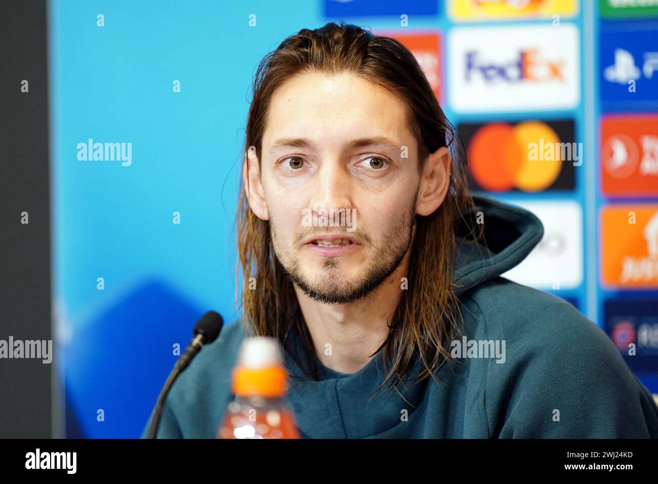 FC Copenhagen's Rasmus Falk during a press conference at the Parken Stadium in Copenhagen ...