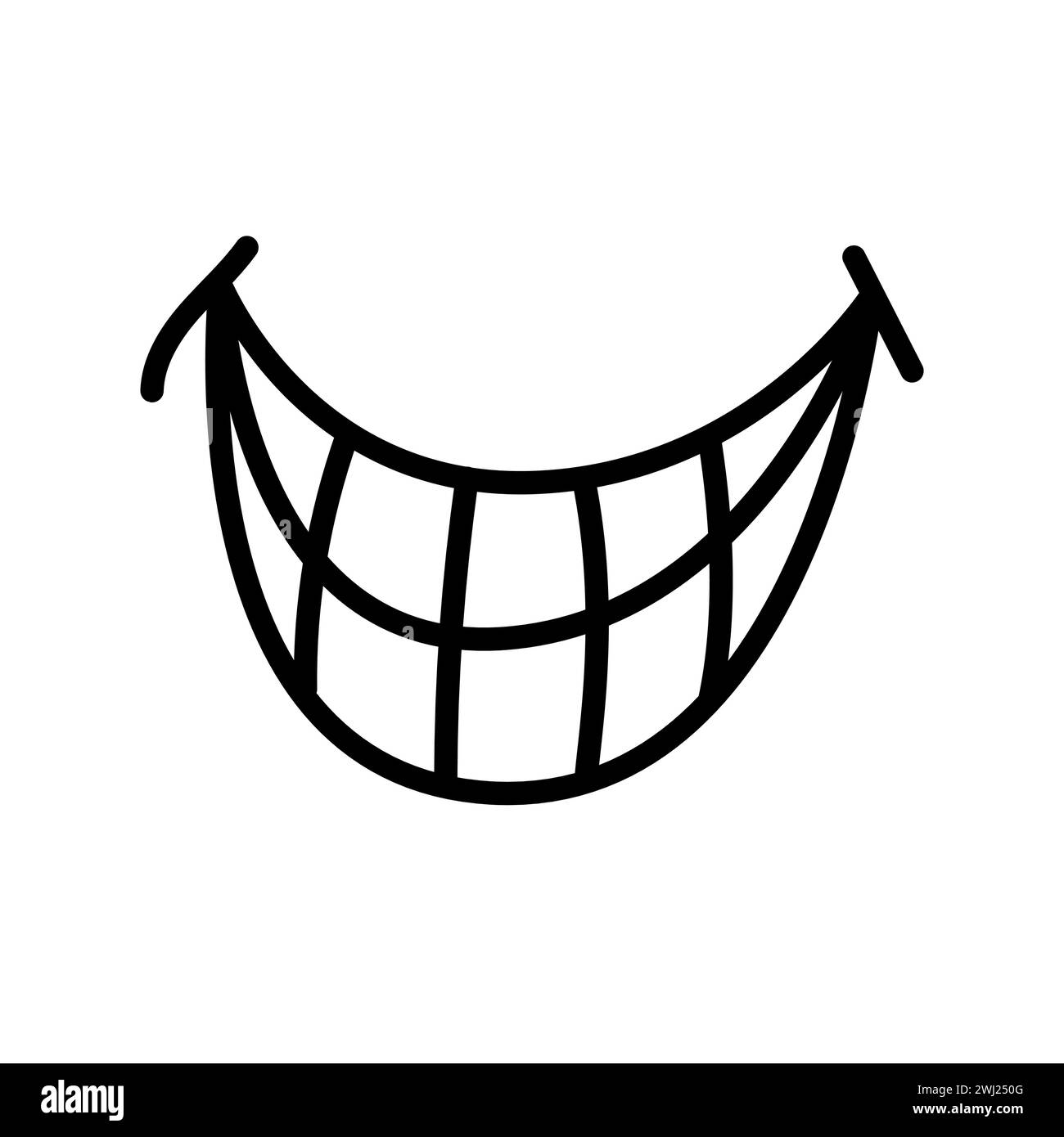 Cartoon teeth smile line icons set. Character face element. Vector ...